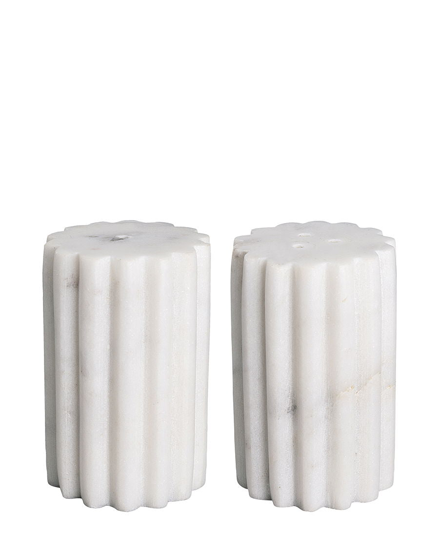Salt and Pepper Set Fluted White | Buy Marble Salt & Pepper Sets Online ...